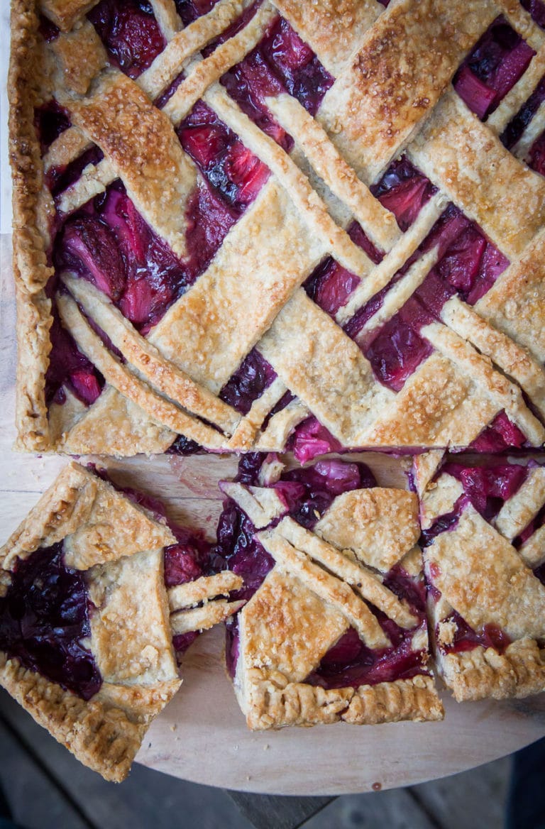 Rhubarb Berry Slab Pie | Rhubarb Slab Pie Recipe | Eat the Love