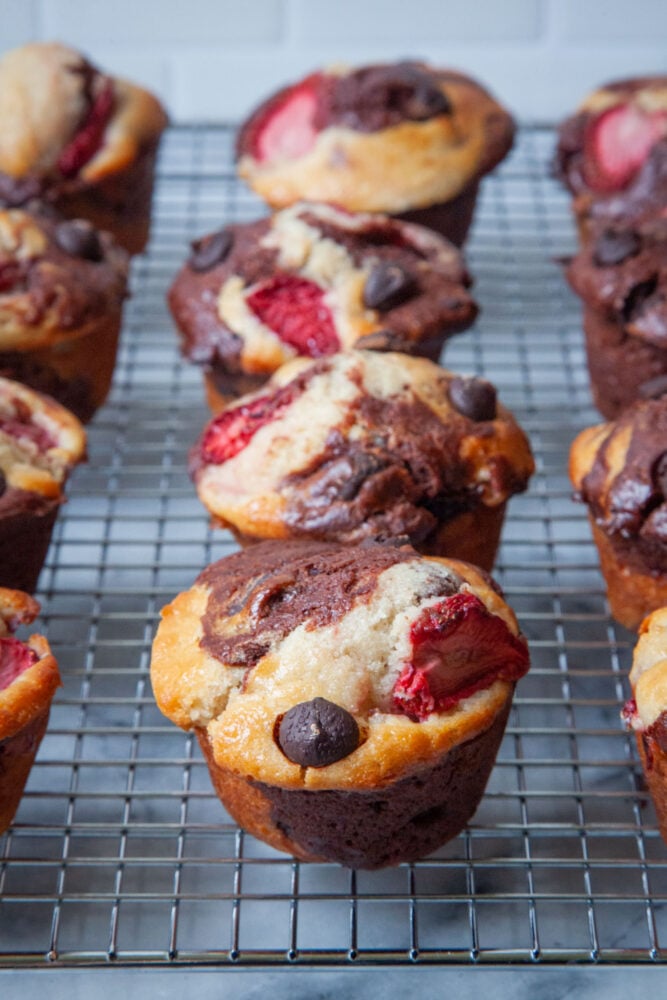 Neapolitan Muffins | Vanilla Chocolate Strawberry Muffins | Eat the Love